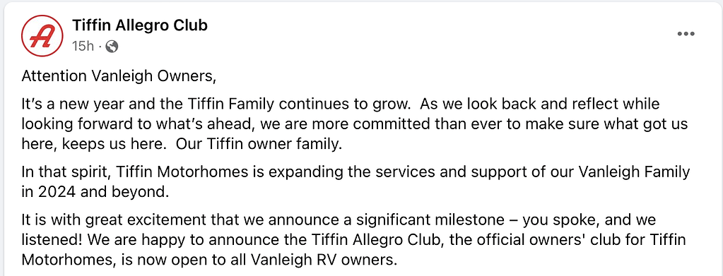 Tiffin Allegro Club - Lounge - Vanleigh RV Owners